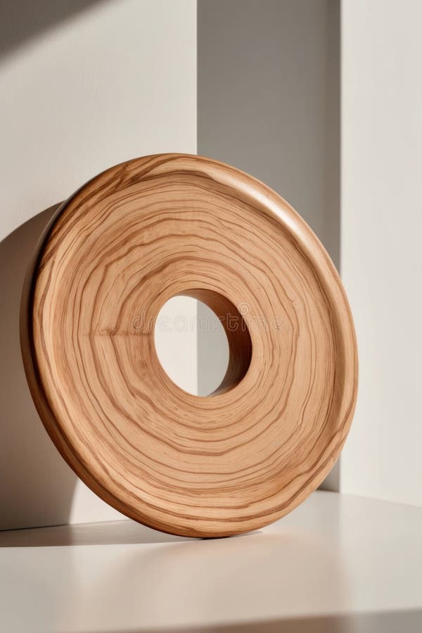 A Tight Shot of a Wooden Disk Showing a Circular Hollow in Its Central ...