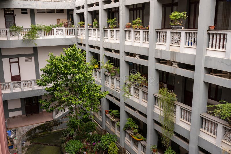 Tight Sunless Courtyard of High Dormitory Building Stock Photo - Image ...