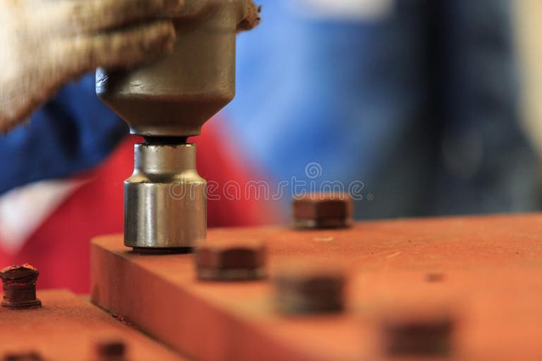 Tighten Bolt with Pneumatic Torque Wrench Stock Image - Image of ...