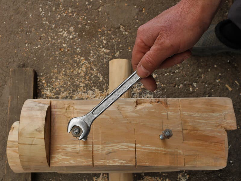 Tightening the Fasteners with a Key during Assembly Stock Photo - Image ...