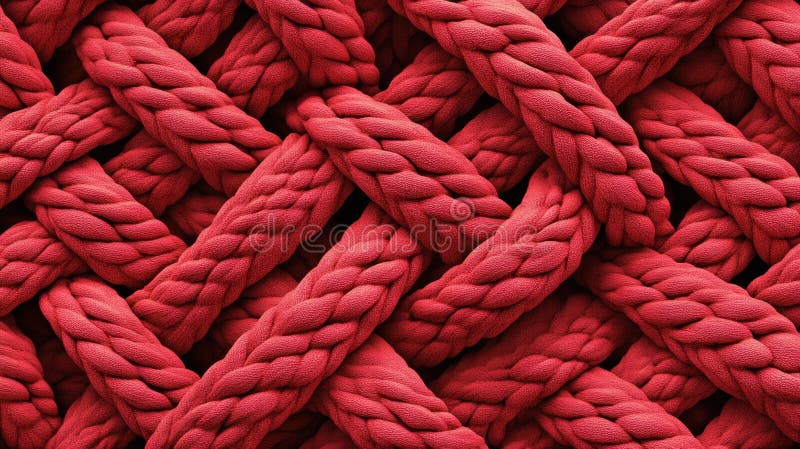 Tightly Braided Red Ropes Create Visually Striking Texture, Showcasing ...