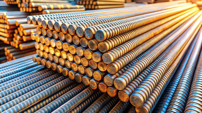 A Tightly Bundled Collection of Smooth Steel Rebar Construction ...