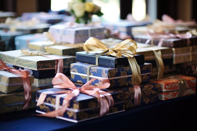 Tightly Packed Gift Boxes from a Wedding Reception Stock Photo - Image ...