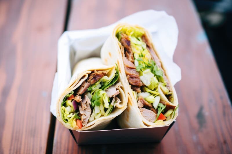 Tightly Packed Shawarma Wraps in a Delivery Box Stock Photo - Image of ...