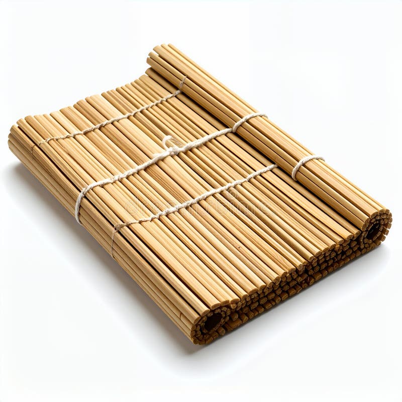 Tightly Rolled Bamboo Mat Secured with Subtle White String, Asian ...