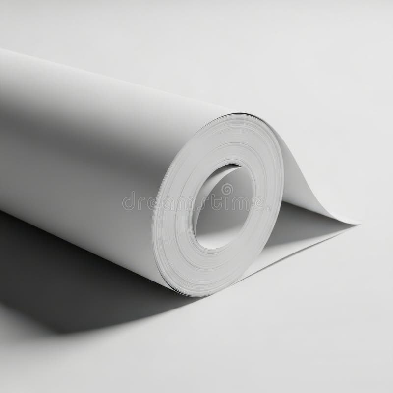 A Tightly Rolled White Paper Scroll with a Visible Core and Unfurled ...