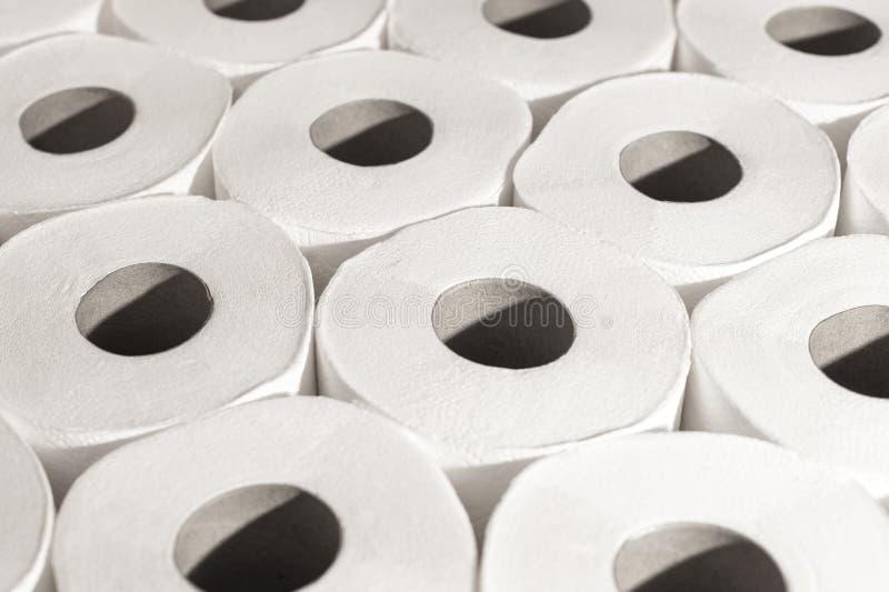 Tightly Stacked Multiple Rolls of White Toilet Paper Stock Image ...