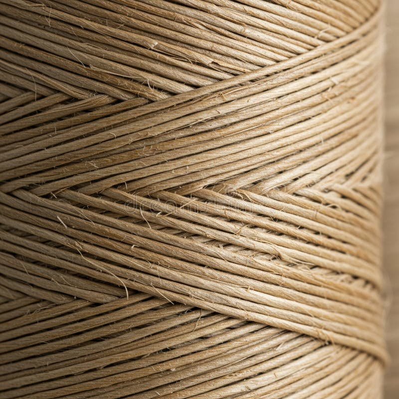 Tightly Wrapped Bundle of Natural Brown Twine, Arranged in a Diagonal ...