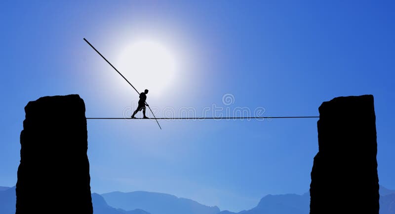 Tightrope Walker Balancing on the Rope Stock Image - Image of ...