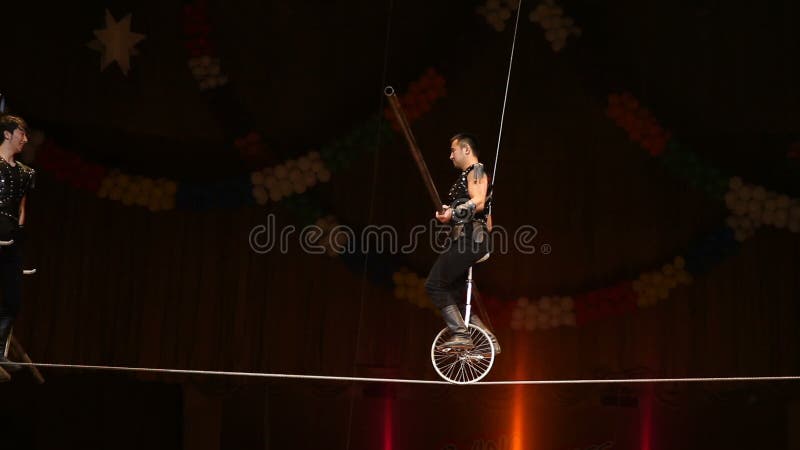 Tightrope Walkers at the Circus Stock Footage - Video of artist, black ...