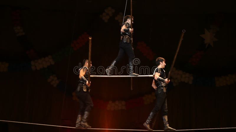 Tightrope Walkers at the Circus Stock Footage - Video of cable, person ...