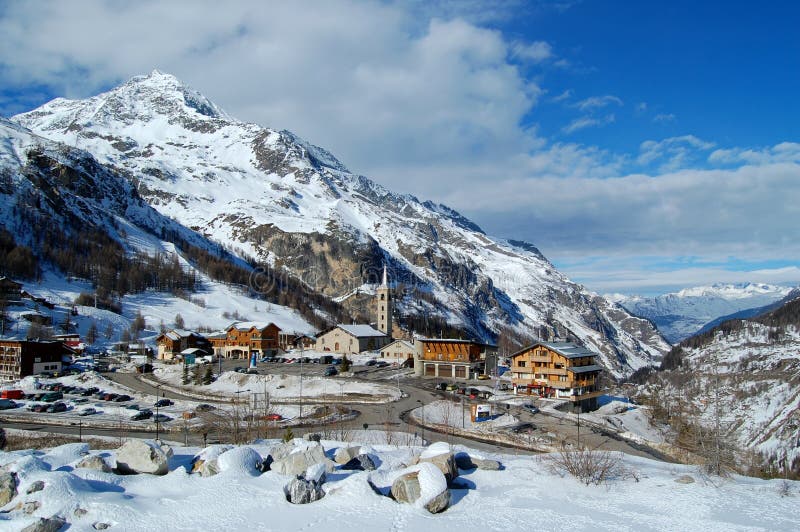Tignes - Ski town stock photo. Image of ridge, altitude - 663336