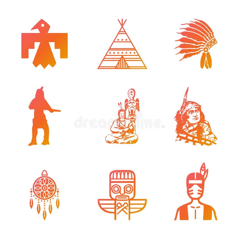 Indian Tribe Icon Mega Bundle Stock Illustration - Illustration of ...