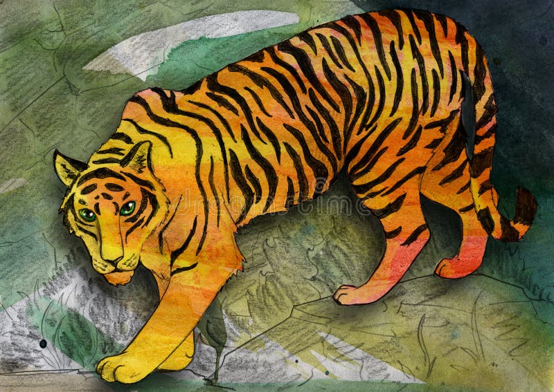 Tigre eyed verde ilustração stock. Ilustração de olho - 35430587