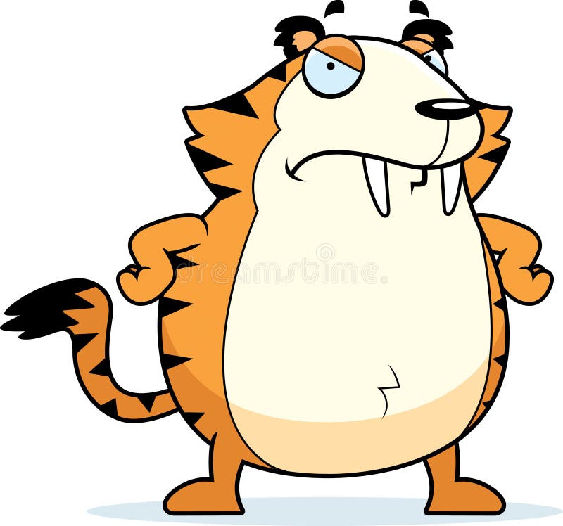 Saber Enojado Tigre Dibujo Vector. Boceto Vectorial De Tigre Dientes De ...