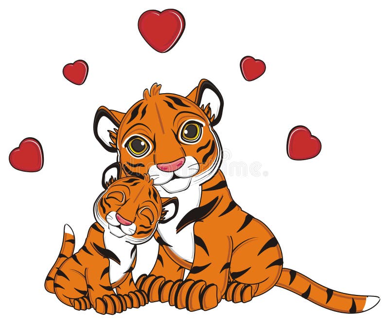 Tigre en amor stock de ilustración. Ilustración de amor - 84032310