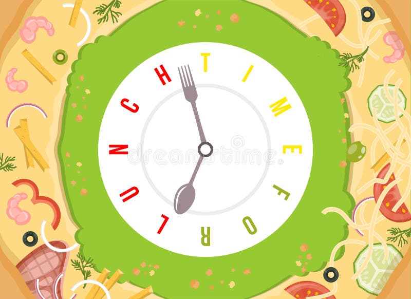 Lunchtijd vector illustratie. Illustration of lint, embleem - 160381582