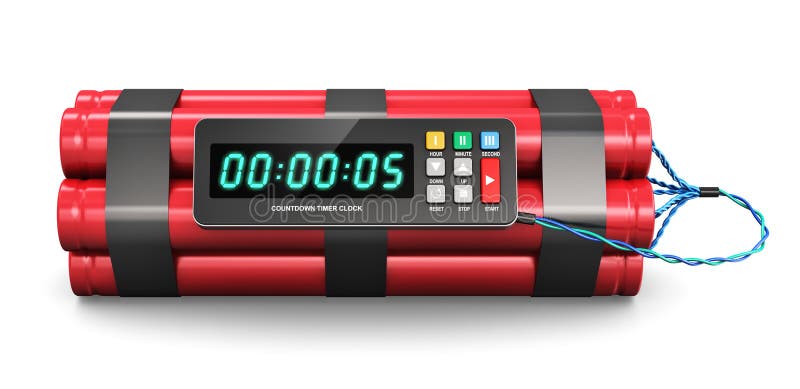 De Tijdbom Die Aan Klok Wordt Aangesloten Explodeert Vector Illustratie ...