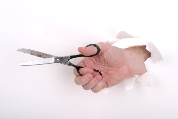 Tijeras de la mano foto de archivo. Imagen de concepto, blanco - 70032