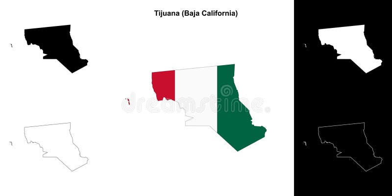 Tijuana outline map stock vector. Illustration of isolated - 375803238