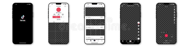 Tik Tok Mobile App Interface Template Collection on Apple Iphone Mockup ...