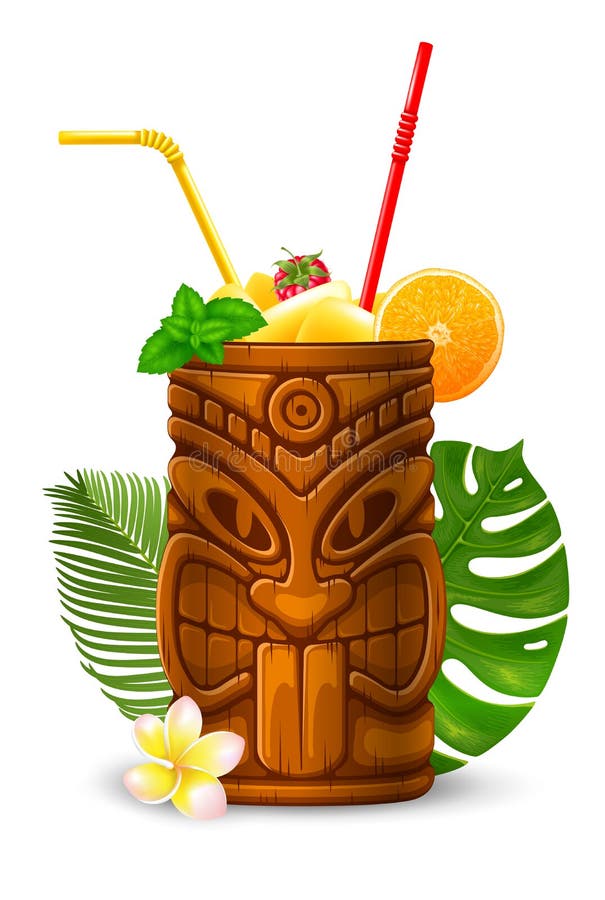 Tiki Cocktail stock vector. Illustration of fruit, hawaii - 138349142