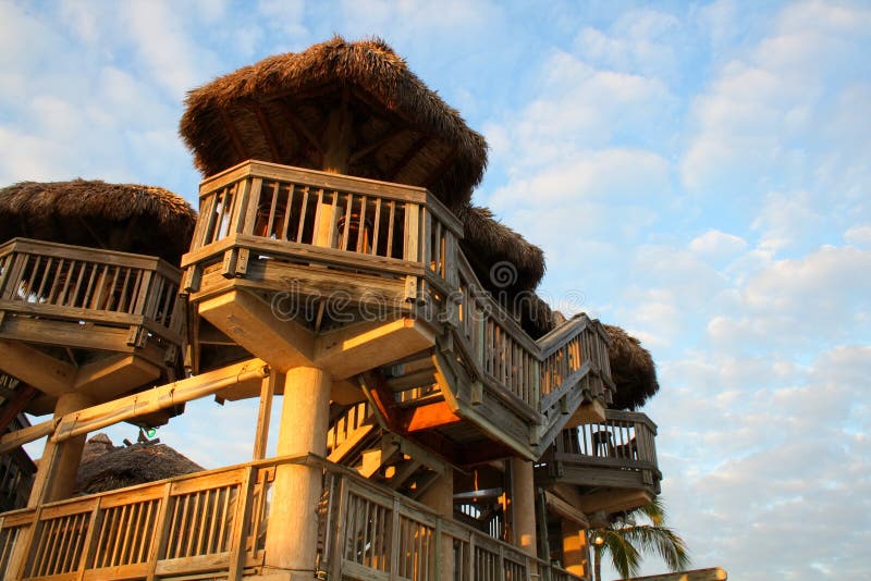 Tiki Hut towers stock image. Image of clouds, tropical - 11857553