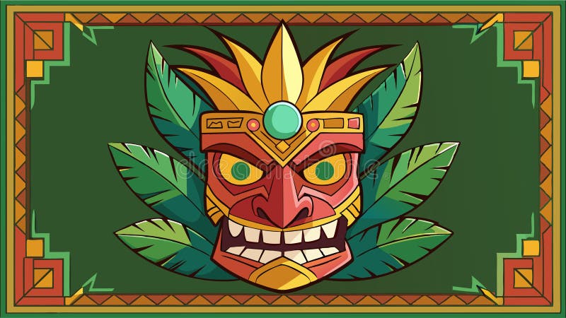 Tiki Mask Border stock vector. Illustration of ritual - 343003469