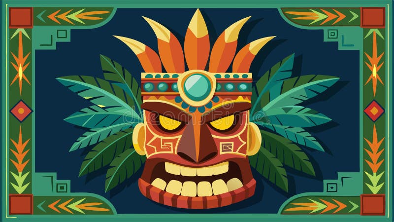 Tiki Mask Border stock vector. Illustration of tiki - 343597546