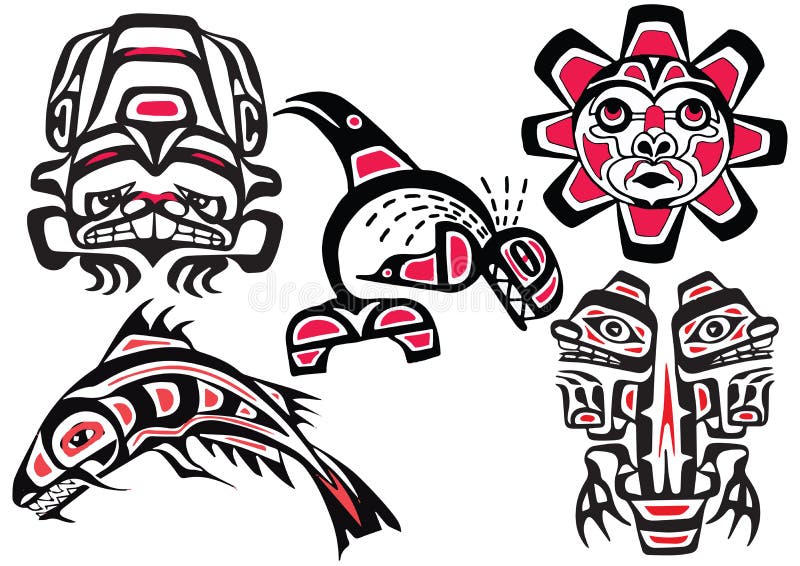 Traditional Heida Indians Tattoo Flash. Stock Vector - Illustration of ...