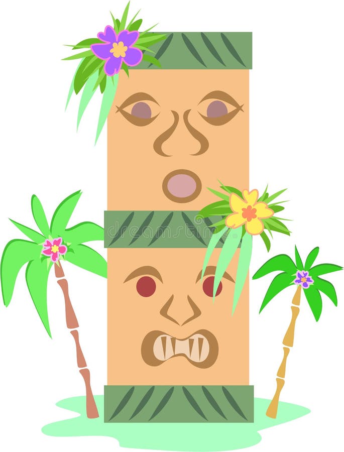 Tiki Cup with Palm Leaves stock vector. Illustration of breeze - 17220316