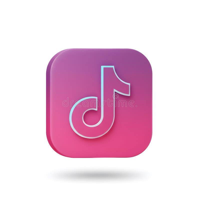 TikTok App Icon 3D Render: Vibrant Pink and Purple Gradient Square ...
