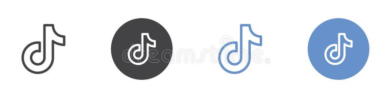 Tiktok Icon Flat Set in Black and White Color Editorial Stock Image ...