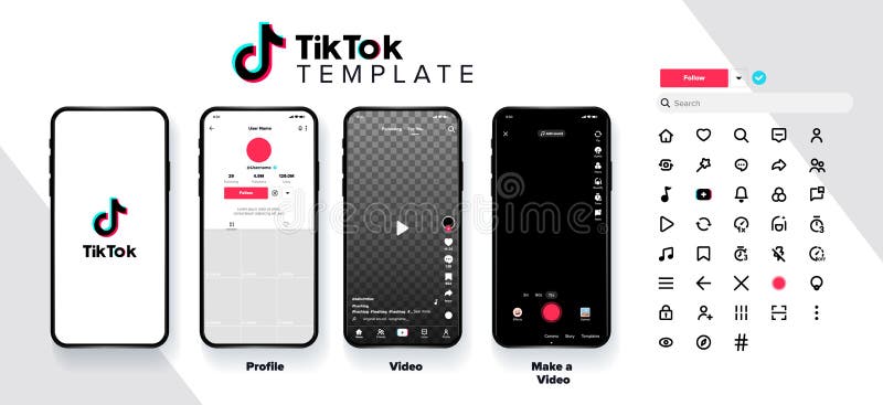 Tiktok Social Media Mobile App Screen Page Vector Mockup Template ... Tiktok Social Media Mobile App Screen Page Vector Mockup Template ...