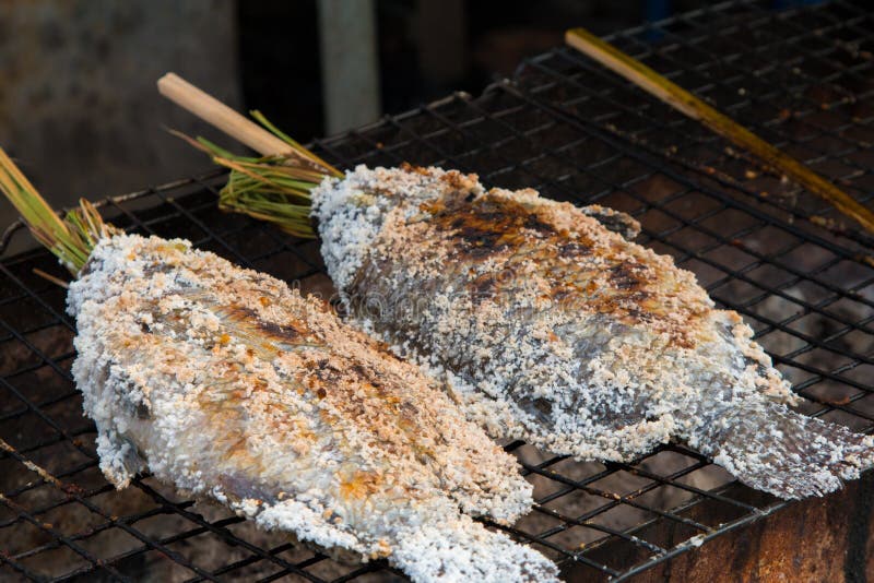 Tilapia baked salt burn stock image. Image of diet, gourmet - 83135597