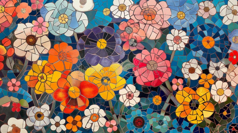 Tile Art Featuring a Vibrant Floral Pattern Stock Image - Image of ...