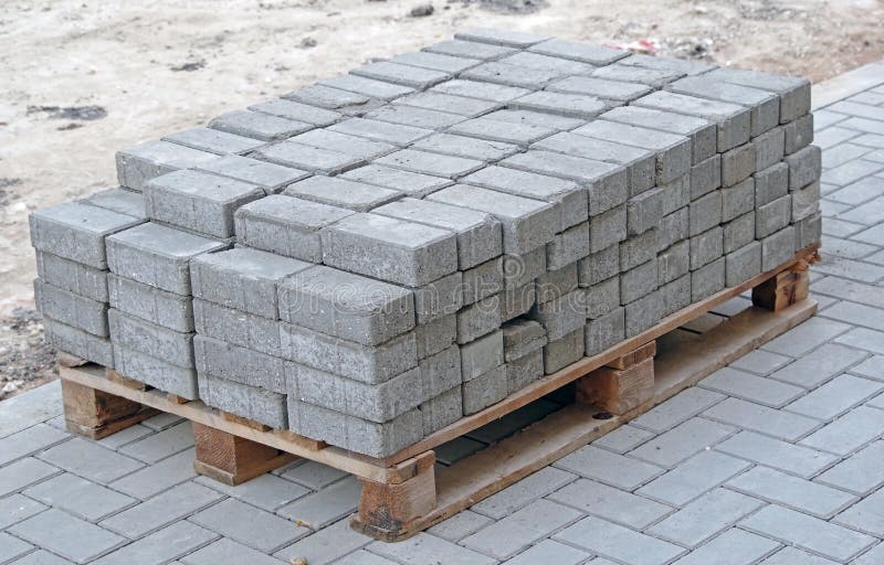 Tile Blocks on Pallets Lie Next To Each Other Stock Photo - Image of ...