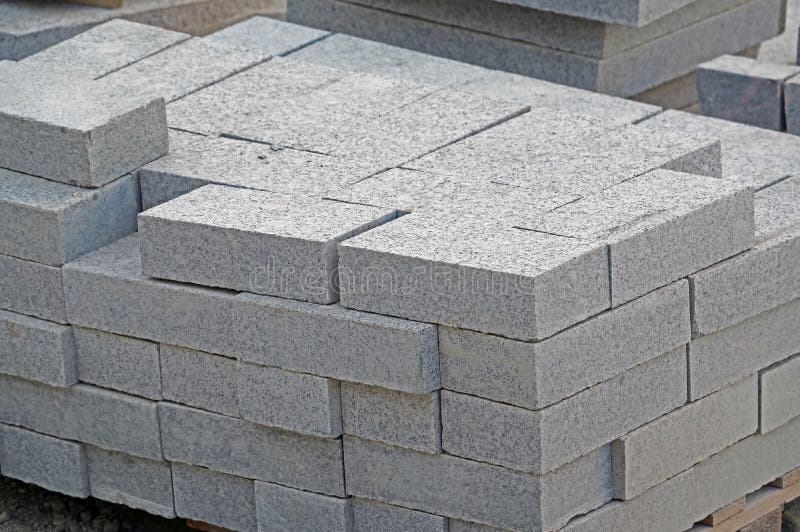 Tile Blocks on Pallets Lie Next To Each Other Stock Photo - Image of ...