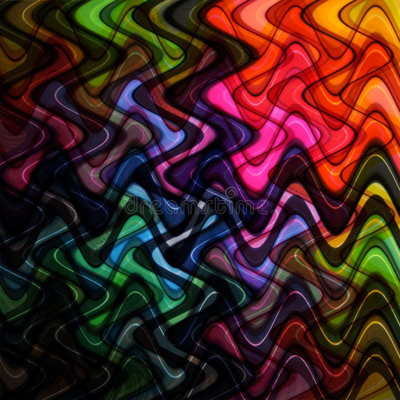Abstract Pattern in Glowing Colors and Black Stock Illustration ...
