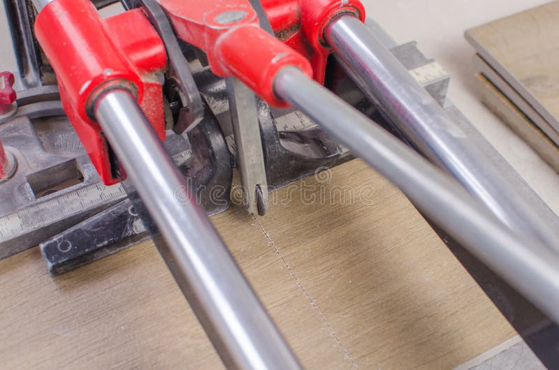 Tile Cutter with Ceramic Tiles and Ruler Stock Image - Image of ...