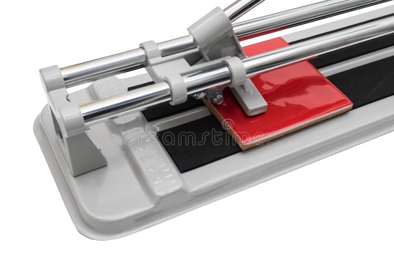 Tile Cutter and Wall Red Tile Isolated on White Background Stock Photo ...