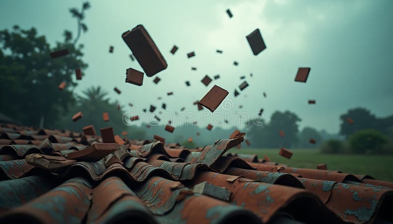 Tile Falling from Roof stock illustration. Illustration of replacement ...