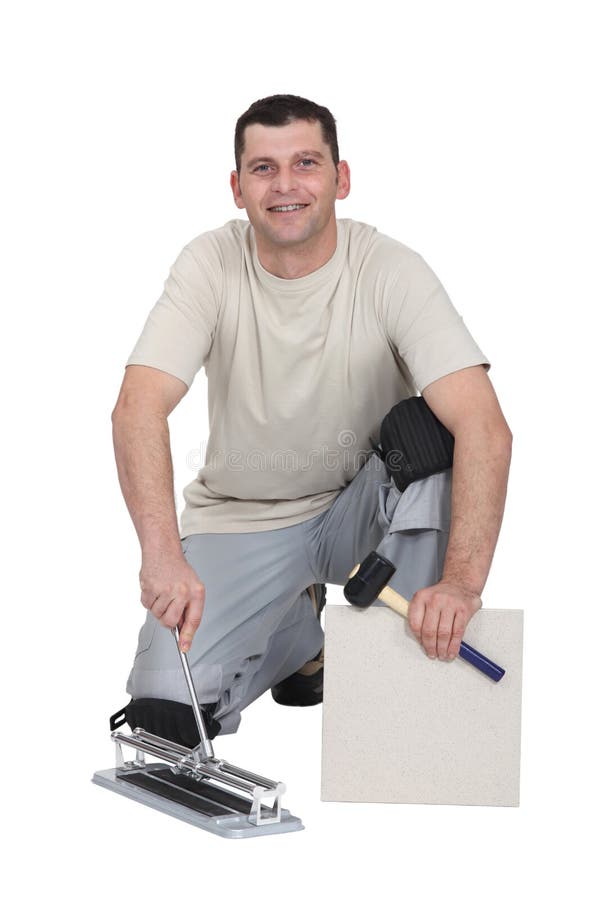 Flooring Tile Setter Removing Old Tiles Stock Photo - Image of material ...