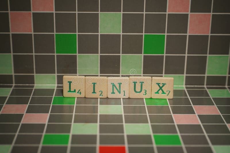 Tile with Green Linux Text on a Blocked Background Stock Image - Image ...