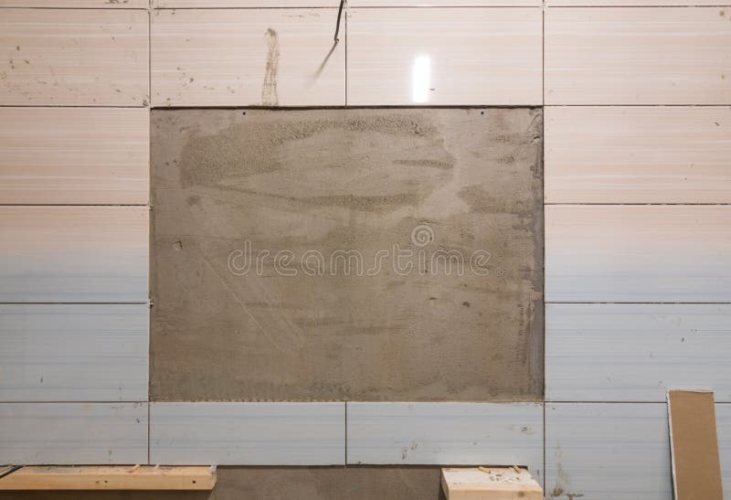 In the Tile is Left a Place for the Built-in Mirror Stock Photo - Image ...