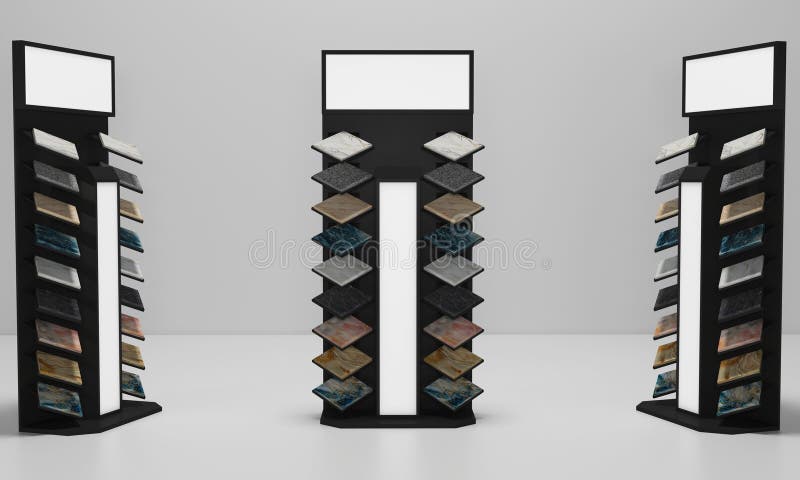 Tile or Marble Product Display Gondola with Front Screen and LED Header ...