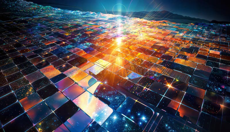 Tile Matrix: Futuristic Abstract Background with Square Tiles ...