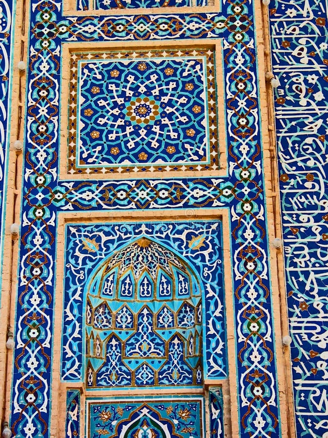 Blue Tile Patterns, Shah Mosque Stock Photo - Image of motifs, iranian ...
