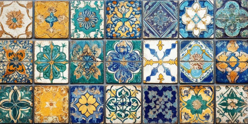 A Tile Mosaic with Many Different Colored Tiles Stock Illustration ...