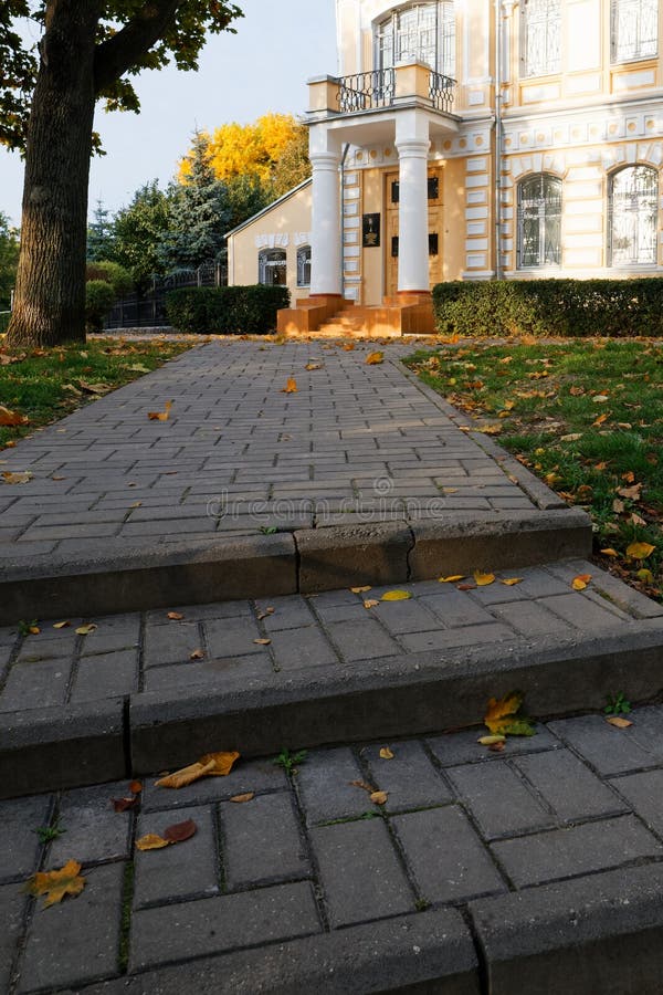 Tile Path on the Slope of the Park Stock Image - Image of pedestrian ...